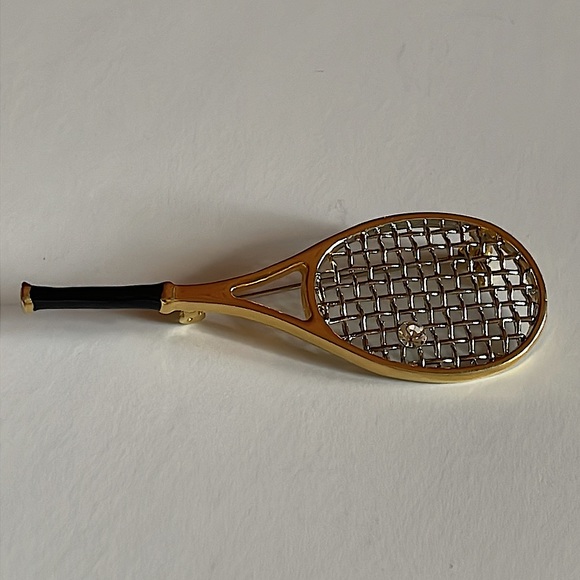 Vintage | Jewelry | Vintage Tennis Racket Rhinestone Silver And Gold ...